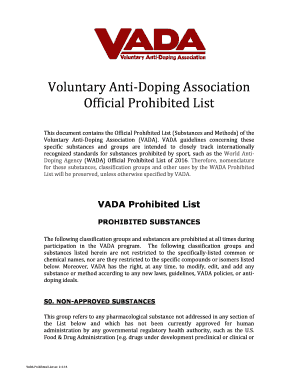 Fillable Online This document contains the Official Prohibited List ...