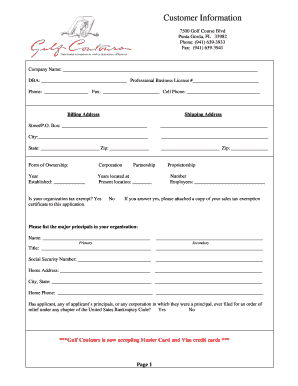 Fillable Online Custom Application Forms (PDF) - Gulf Contours Custom ...