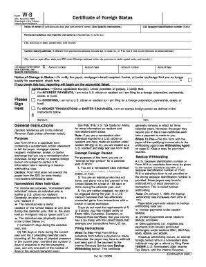 Fillable Online Form W-8 Certificate of Foreign Status (If joint ...
