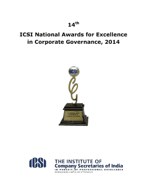 Fillable Online icsi ICSI National Award for Excellence in Corporate ...