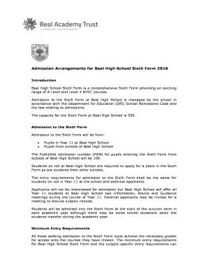 Beal Sixth Form Application - Fill Online, Printable, Fillable, Blank ...