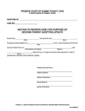 Fillable Online Form AD.7.1 - Summit County Probate Court Fax Email Print - pdfFiller