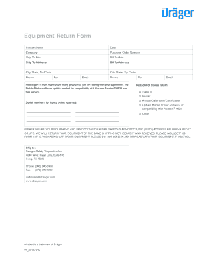 Fillable Online Equipment Return Form - draeger.com Fax Email Print ...