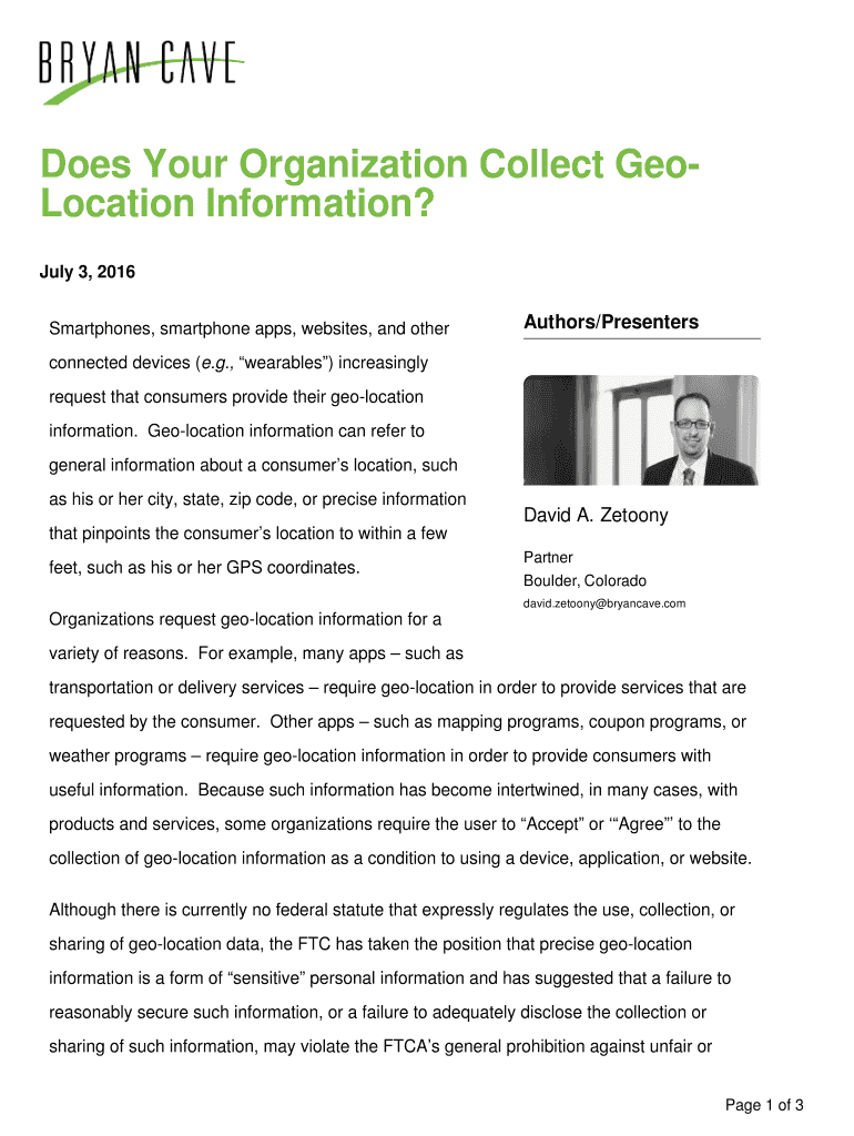 Fillable Online Bryan Cave - Does Your Organization Collect Geo ...