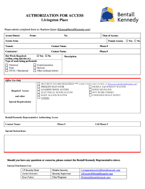 Fillable Online AUTHORIZATION FOR ACCESS Livingston Place Fax Email ...