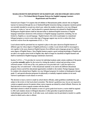 Fillable Online Waiver Requirements and Procedures (English). ELL ...