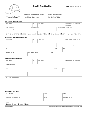Fillable Online doa alaska Death Notification Form PDF gen055 Fax Email ...