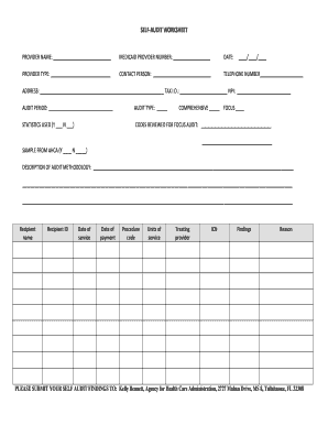 Fillable Online SELF-AUDIT EXPLANATION A provider has an obligation to ...