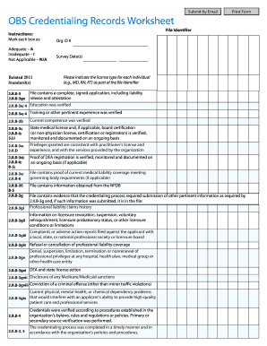Fillable Online OBS Credentialing Records Worksheet Fax Email Print ...