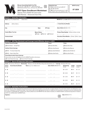 Fillable Online mchcp 2017 Open Enrollment Worksheet Fax Email Print ...