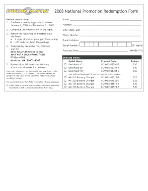 Fillable Online 2008 National Promotion Redemption Form Fax Email Print ...