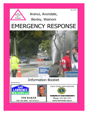 Fillable Online actis org Emergency Response Information Booklet (PDF ...
