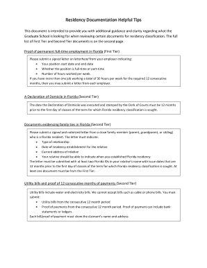 Fillable Online Residency Documentation Helpful Tips Fax Email Print ...