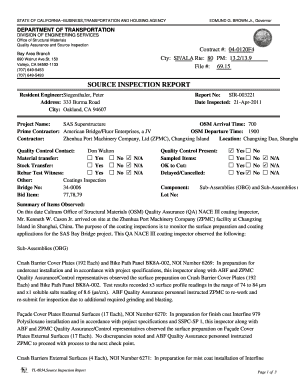 Fillable Online dot ca source inspection report - Caltrans - California Fax Email Print - pdfFiller