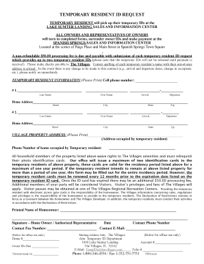 Fillable Online TEMPORARY RESIDENT ID REQUEST - Fax Email Print - pdfFiller