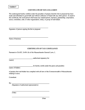 Fillable Online CERTIFICATE OF NON-COLLUSION Fax Email Print - pdfFiller