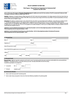 Fillable Online cuny Pilot Program - Phased Retirement Application for ...