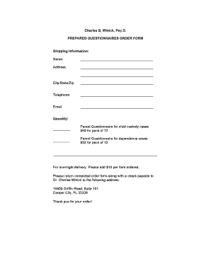 Fillable Online PREPARED QUESTIONNAIRES ORDER FORM Fax Email Print - pdfFiller