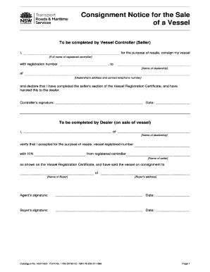 Fillable Online Consignment Notice for the Sale of a Vessel. Consignment Notice for the Sale of ...