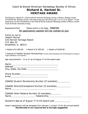 Fillable Online csagsi Request for Application Form - Czech & Slovak ...