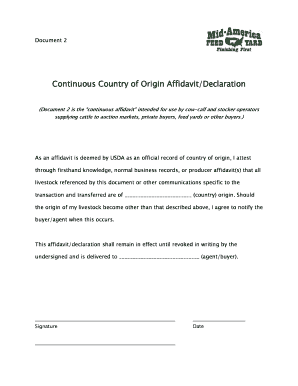 Fillable Online Continuous Country of Origin Affidavit/Declaration - Mid-America ... Fax Email ...