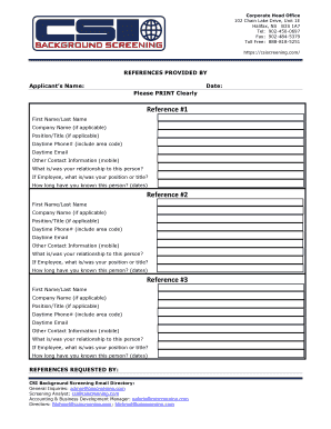 Fillable Online NSCC Client Reference Form - CSI Background Screening ...