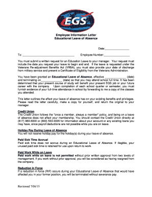 Fillable Online Employee Information Letter Educational Leave of ...