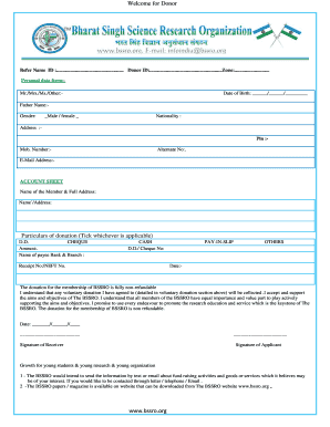 Fillable Online bssro Welcome for Donor - bssro Fax Email Print - pdfFiller