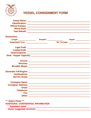 Fillable Online VESSEL CONSIGNMENT FORM Fax Email Print - pdfFiller