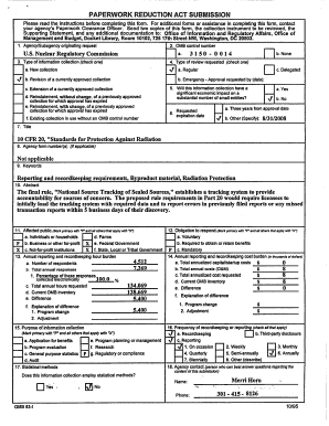 Fillable Online nrc OMB 3150-0014, 10 CFR Part 20, Standards for ...