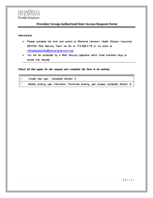 Fillable Online Provider Group Authorized User Access Request Form Fax ...