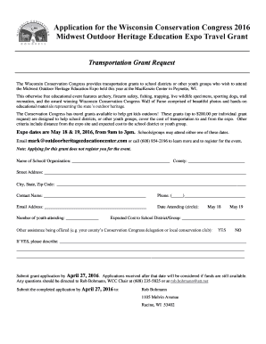 Fillable Online Application for the Wisconsin Conservation... Fax Email Print - pdfFiller