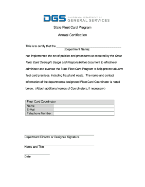Fillable Online documents dgs ca State Fleet Card Program Annual ...