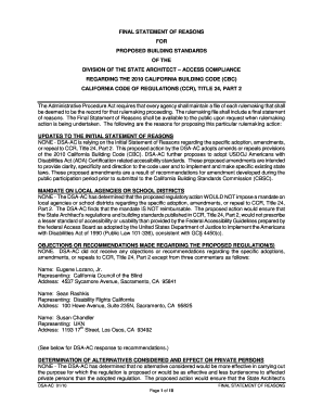 Fillable Online documents dgs ca final statement of reasons for ...
