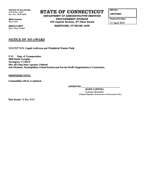 Fillable Online das state ct NOTICE OF NO AWARD - das.state.ct.us Fax ...