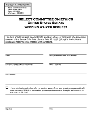 Fillable Online ethics senate Wedding Waiver Request Form (67229).DOCX ...