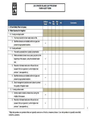 Fillable Online 2015 RHODE ISLAND GAP PROGRAM FARM AUDIT FORM Fax Email ...