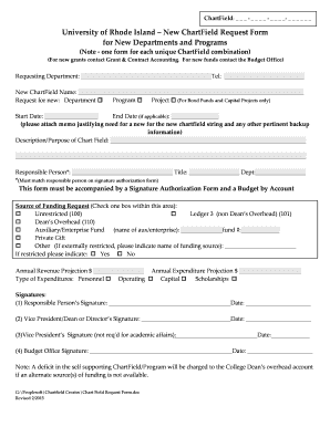 Fillable Online University of Rhode Island New ChartField Request Form Fax Email Print - pdfFiller