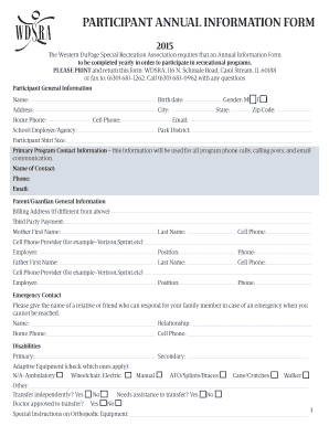 Fillable Online participant annual information form - WDSRA Fax Email ...