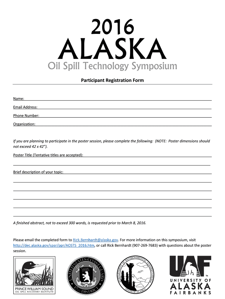 Fillable Online dec alaska Oil Spill Technology Symposium Fax Email Print - pdfFiller
