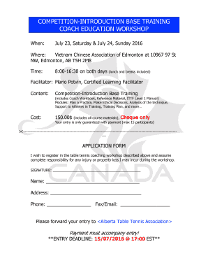 Fillable Online COMPETITION-INTRODUCTION BASE TRAINING COACH... Fax ...