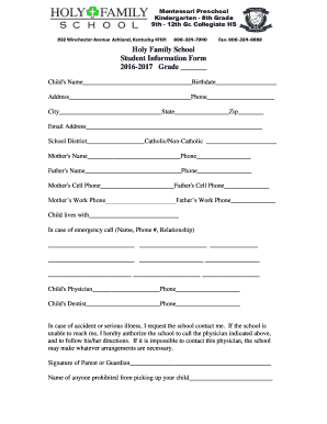 Fillable Online Child's Name Birthdate Fax Email Print - pdfFiller