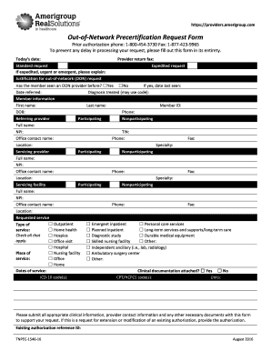 Fillable Online Out-of-Network Precertification Request Form Fax Email Print - pdfFiller