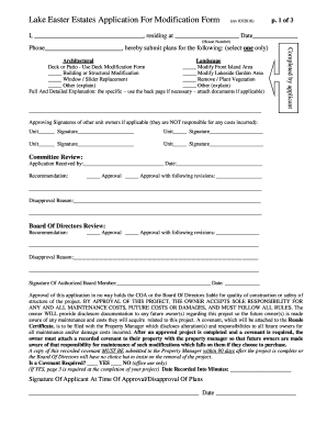 Fillable Online Lake Easter Estates Application For Modification Form p ...