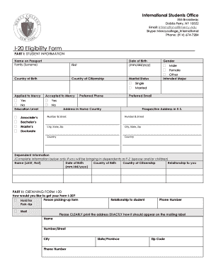Fillable Online mercy I-20 Eligibility Form .pdf - Mercy College Fax ...
