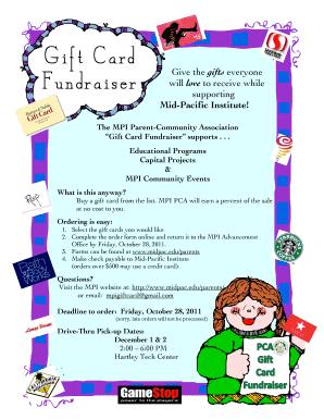 Fillable Online midpac Gift Card Fundraiser love to receive while gifts ...