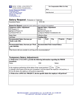 Fillable Online nyu Salary Request Form - revised 3-2006-2.doc Fax ...