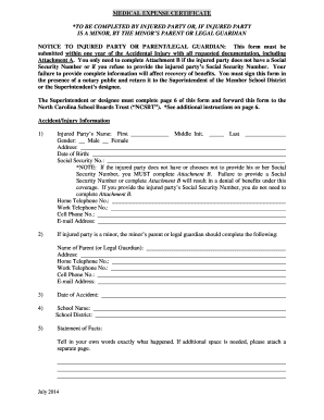 Fillable Online *TO BE COMPLETED BY INJURED PARTY OR, IF INJURED PARTY ...