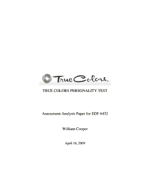 Fillable Online TRUE COLORS PERSONALITY TEST Fax Email Print - pdfFiller