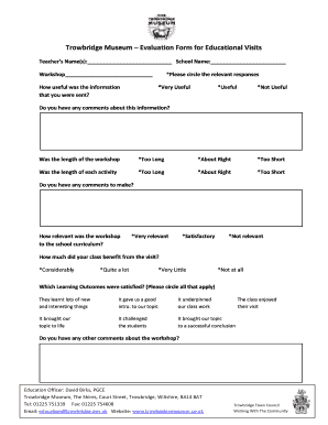 Fillable Online trowbridgemuseum co Trowbridge Museum Evaluation Form ...